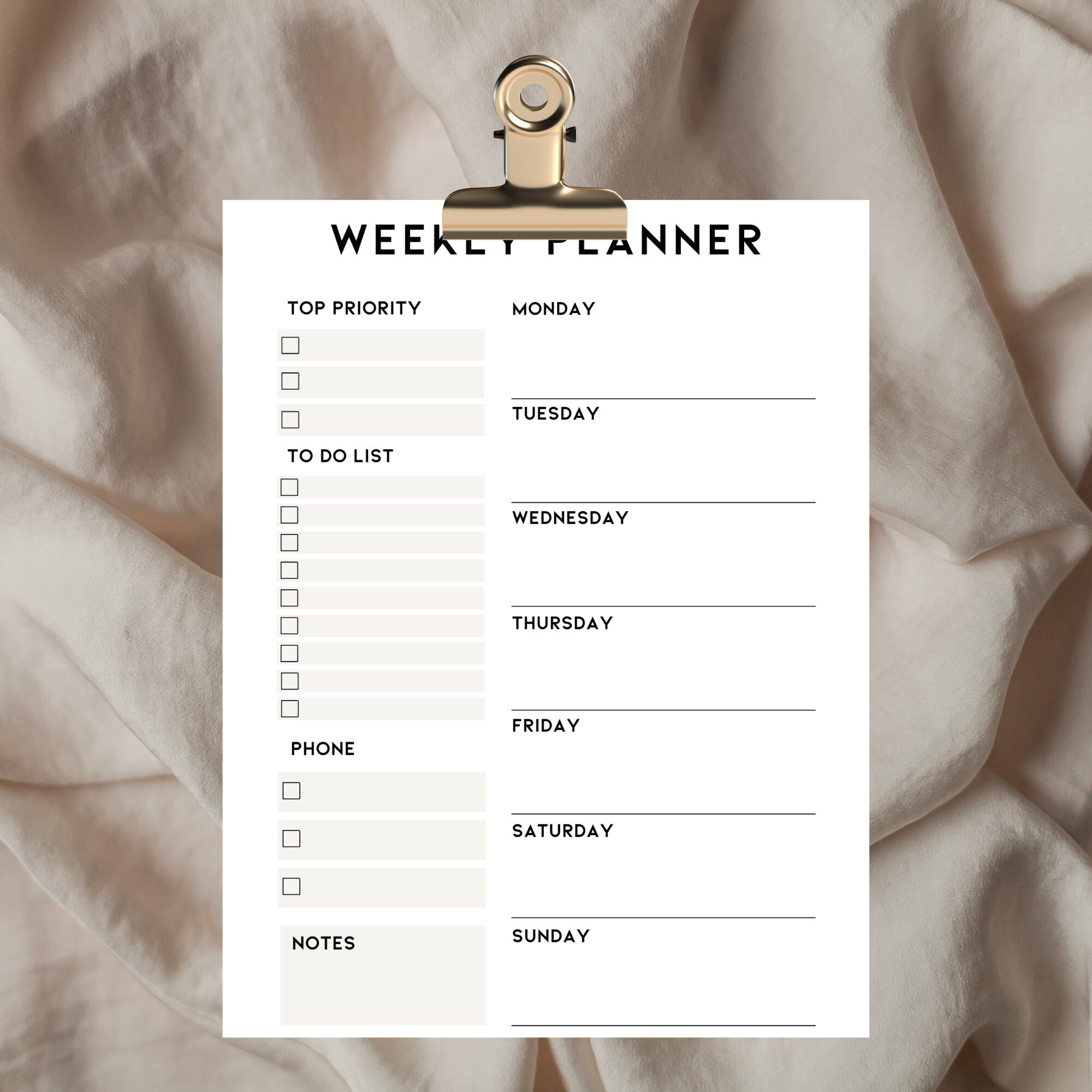 Weekly Planner, Weekly Planner Printable, Weekly Digital Planner ...