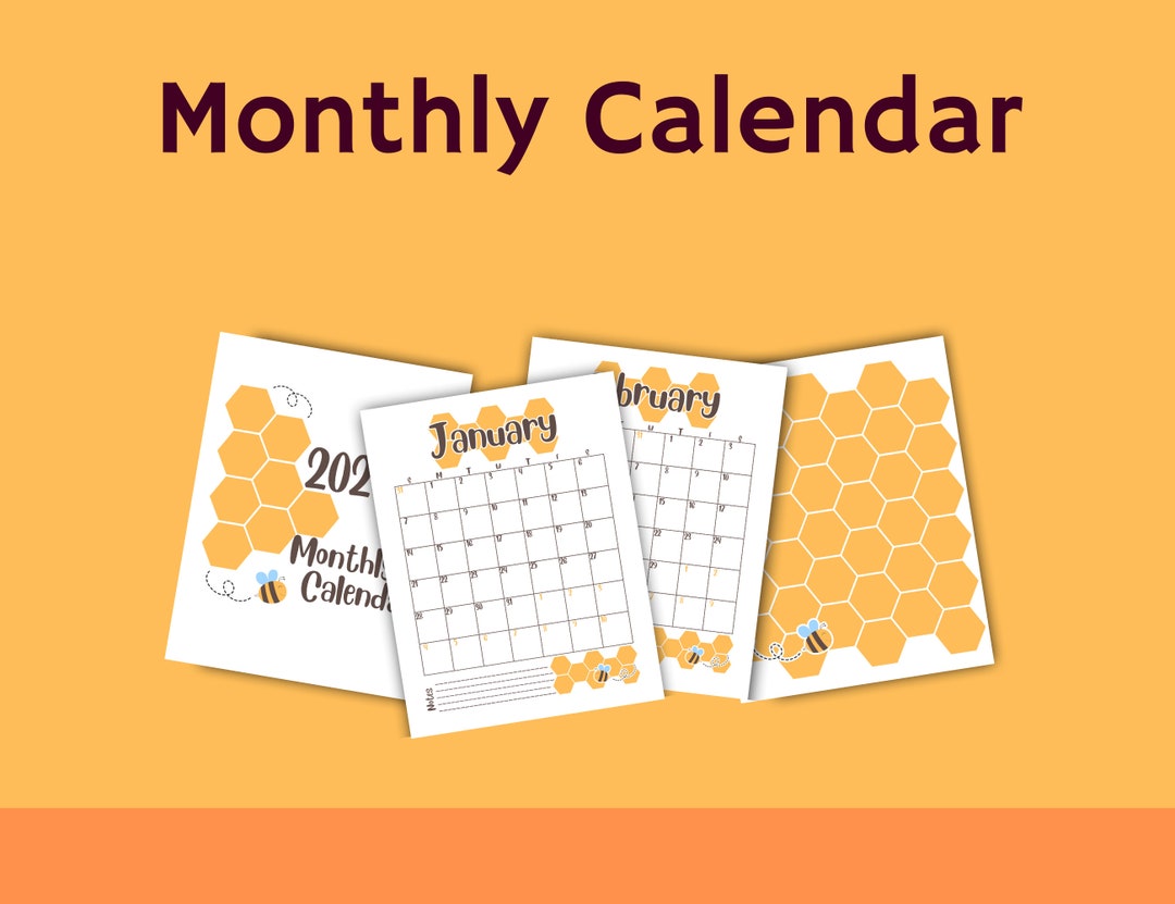 Busy Bee Planner, Monthly Bee Calendar, Bee Theme Organizer, Printable ...