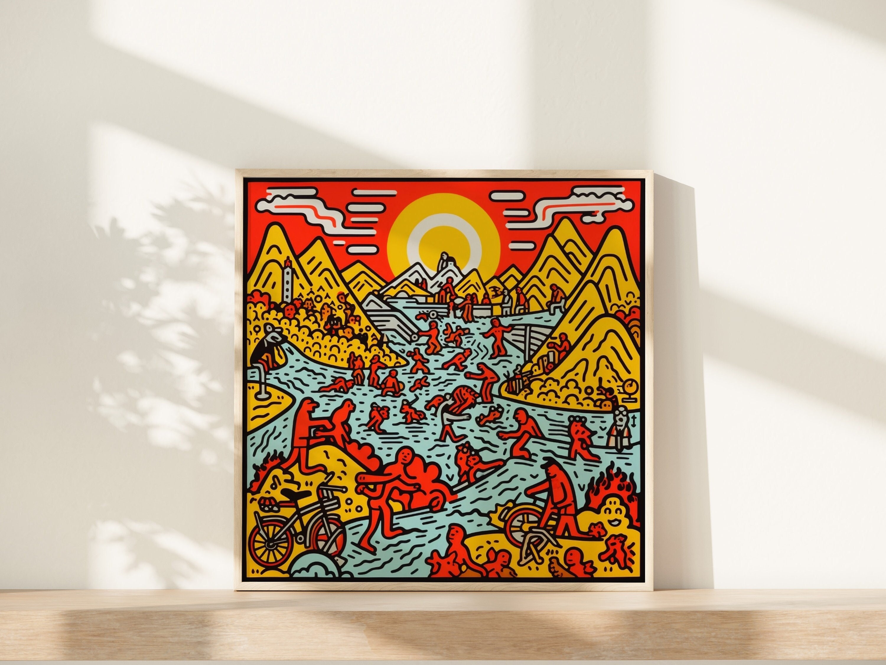 Keith Haring Square Poster Keith Haring Red and Yellow Print - Etsy