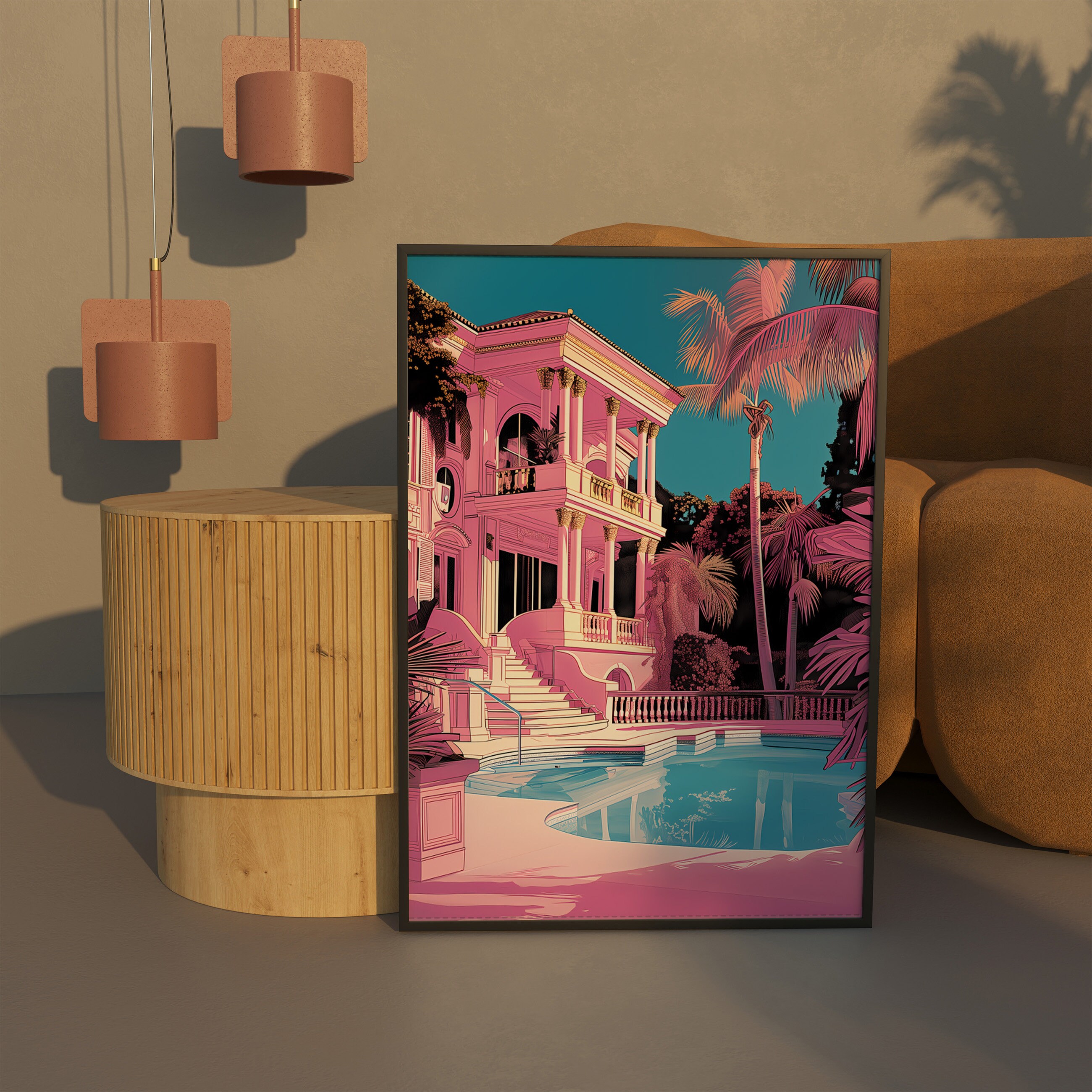 80s Mansion Poster, Pink Mansion, Mansion Poster, Retro Poster, 80s ...