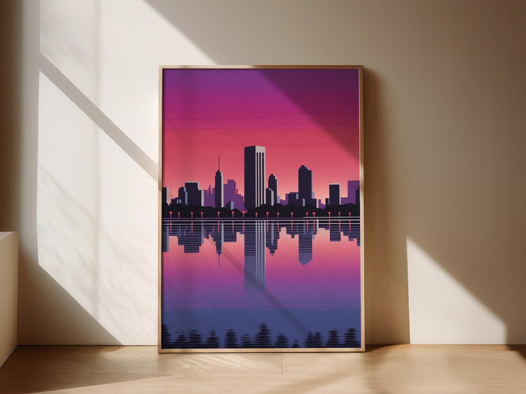 City Pop Skyline Poster, Retro Cityscape, Modern Landscape Art, City ...