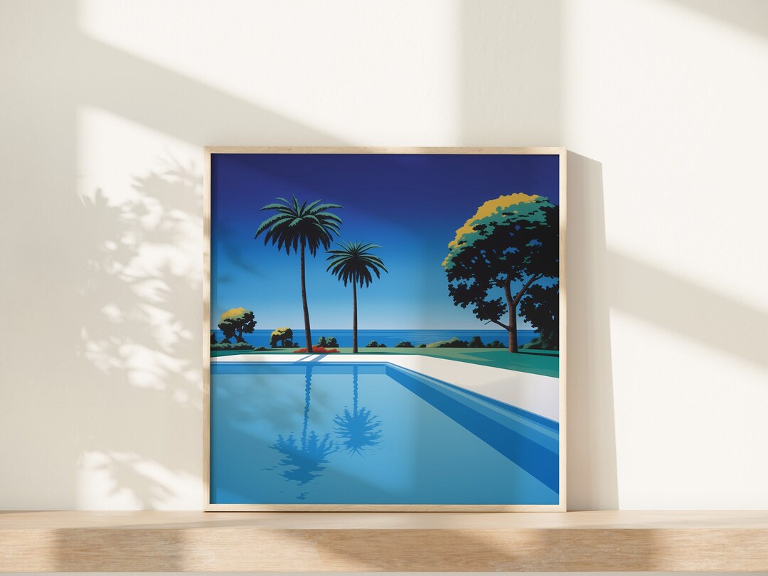City Pop Pool Poster, Vintage Pool Poster, Modern Landscape Art, City ...