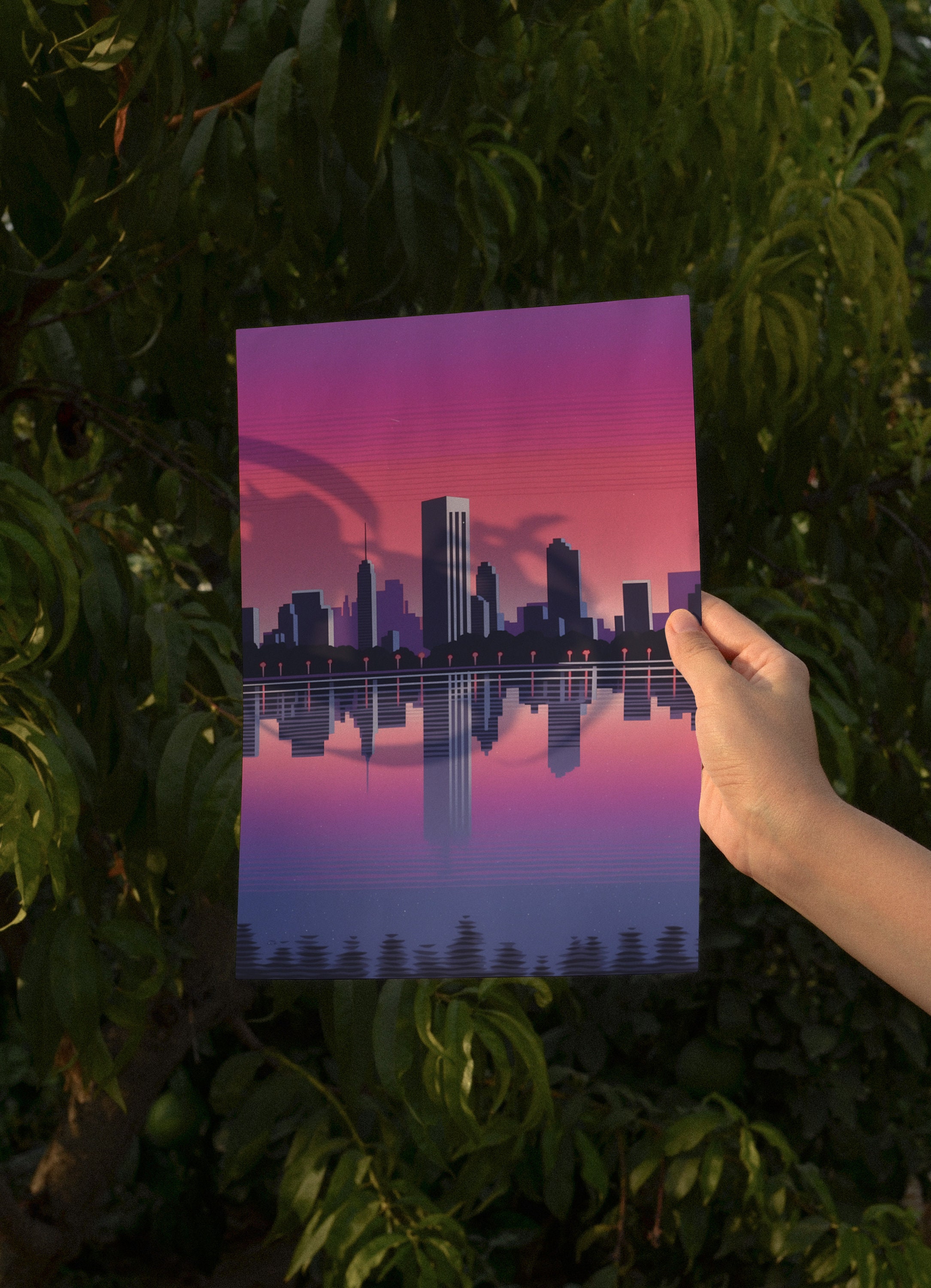 City Pop Skyline Poster, Retro Cityscape, Modern Landscape Art, City ...