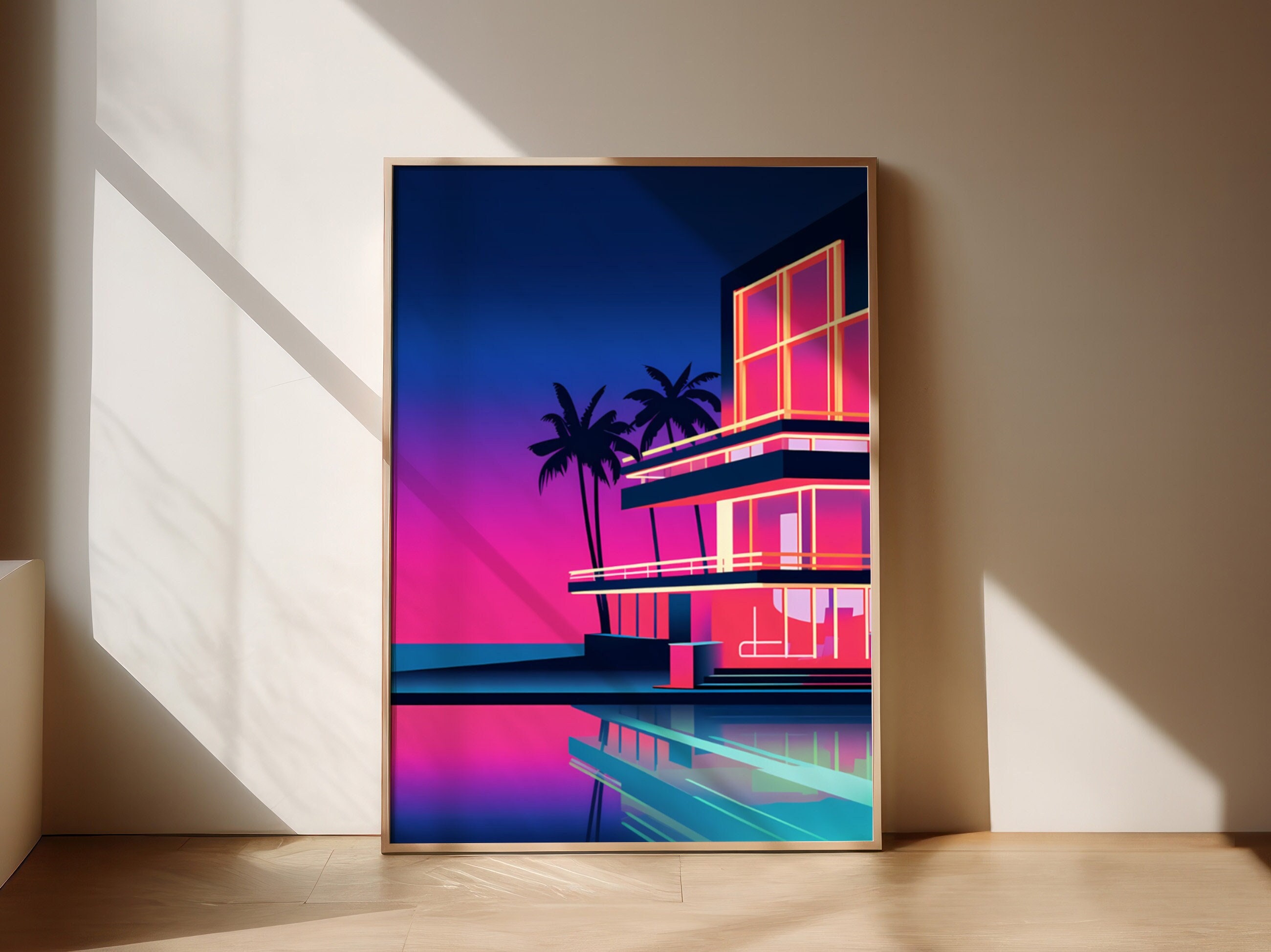 Synthwave Miami Poster, Neon Miami Poster, Miami Poster, City Pop ...