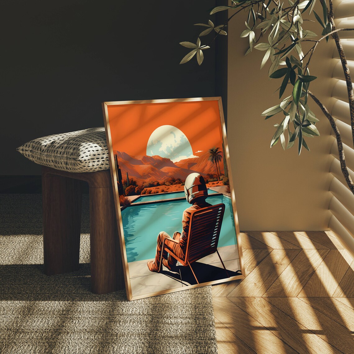 Retro Futurism Poolside Poster, Astronaut Pool Poster , Retro Futurism ...
