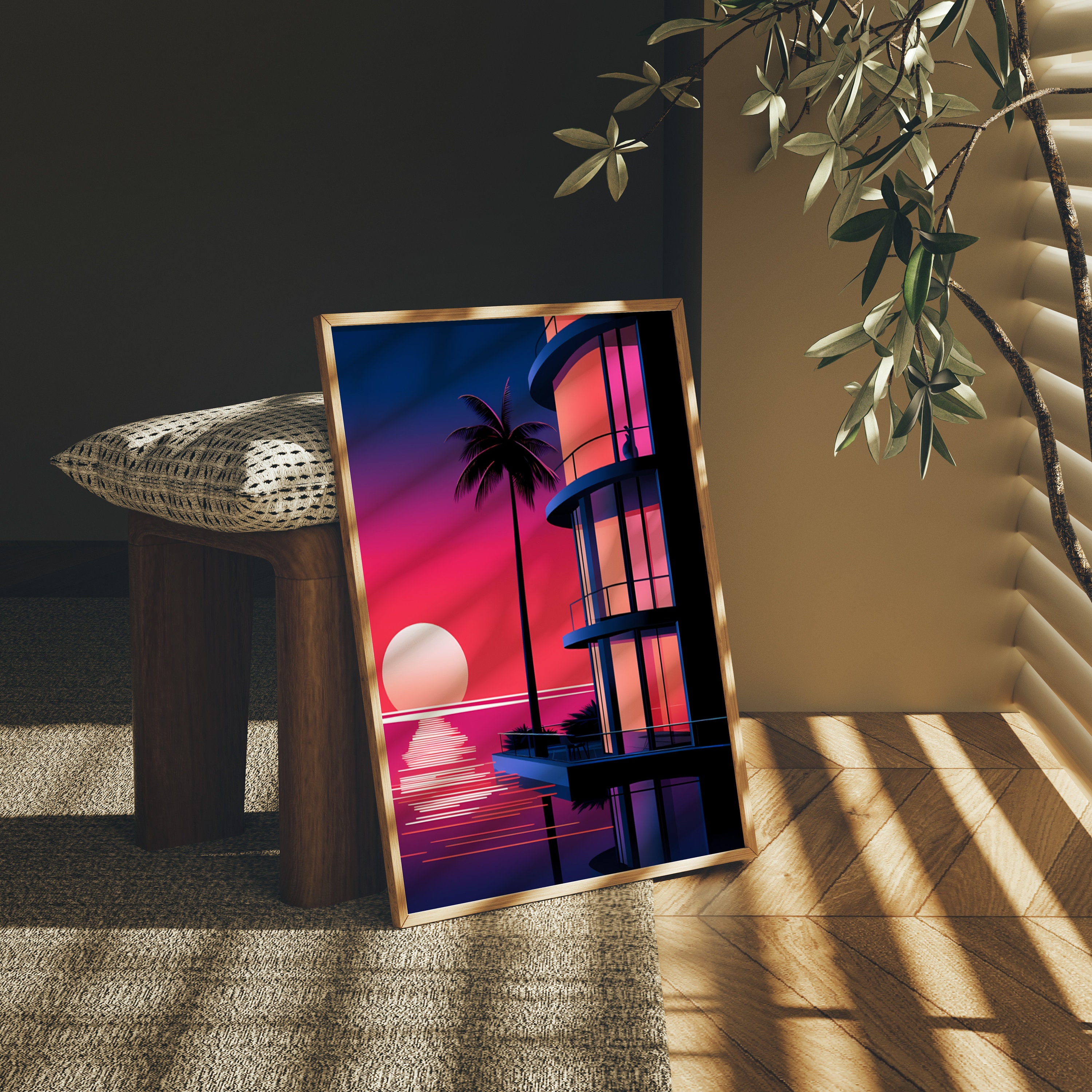 Synthwave Miami Poster, Neon Miami Poster, Miami Poster, City Pop ...