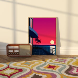Synthwave Miami Poster, Neon Miami Poster, Miami Poster, City Pop ...