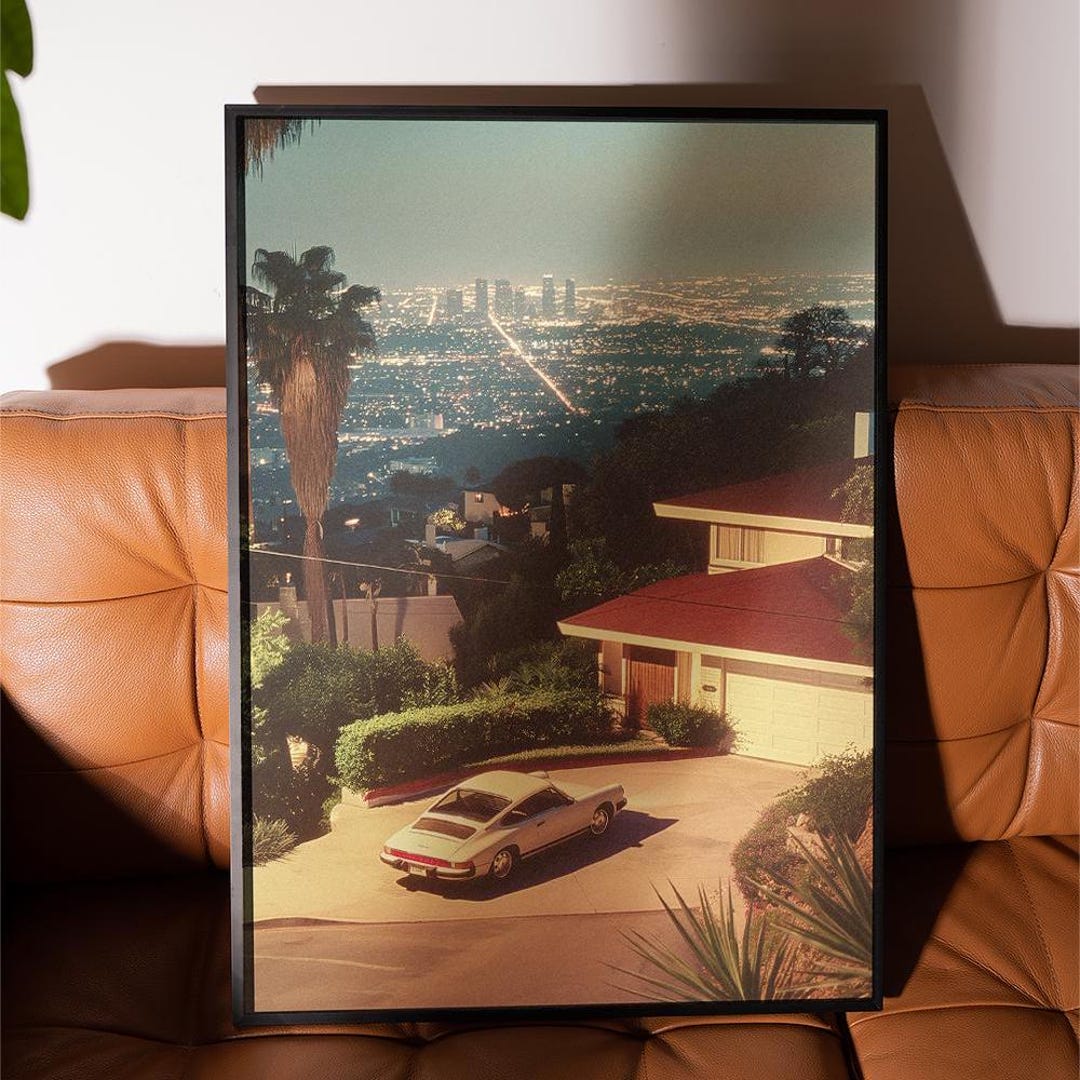 Vintage Los Angeles Poster - Retro LA Skyline at Dusk, California ...