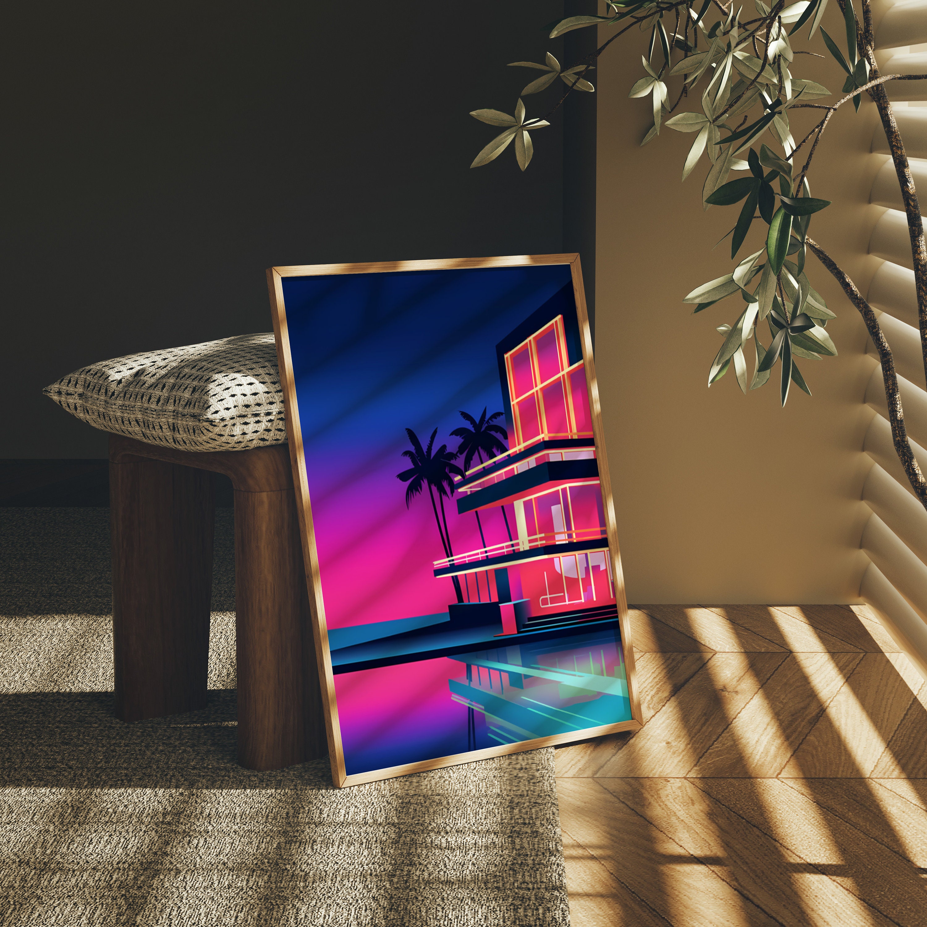 Synthwave Miami Poster, Neon Miami Poster, Miami Poster, City Pop ...