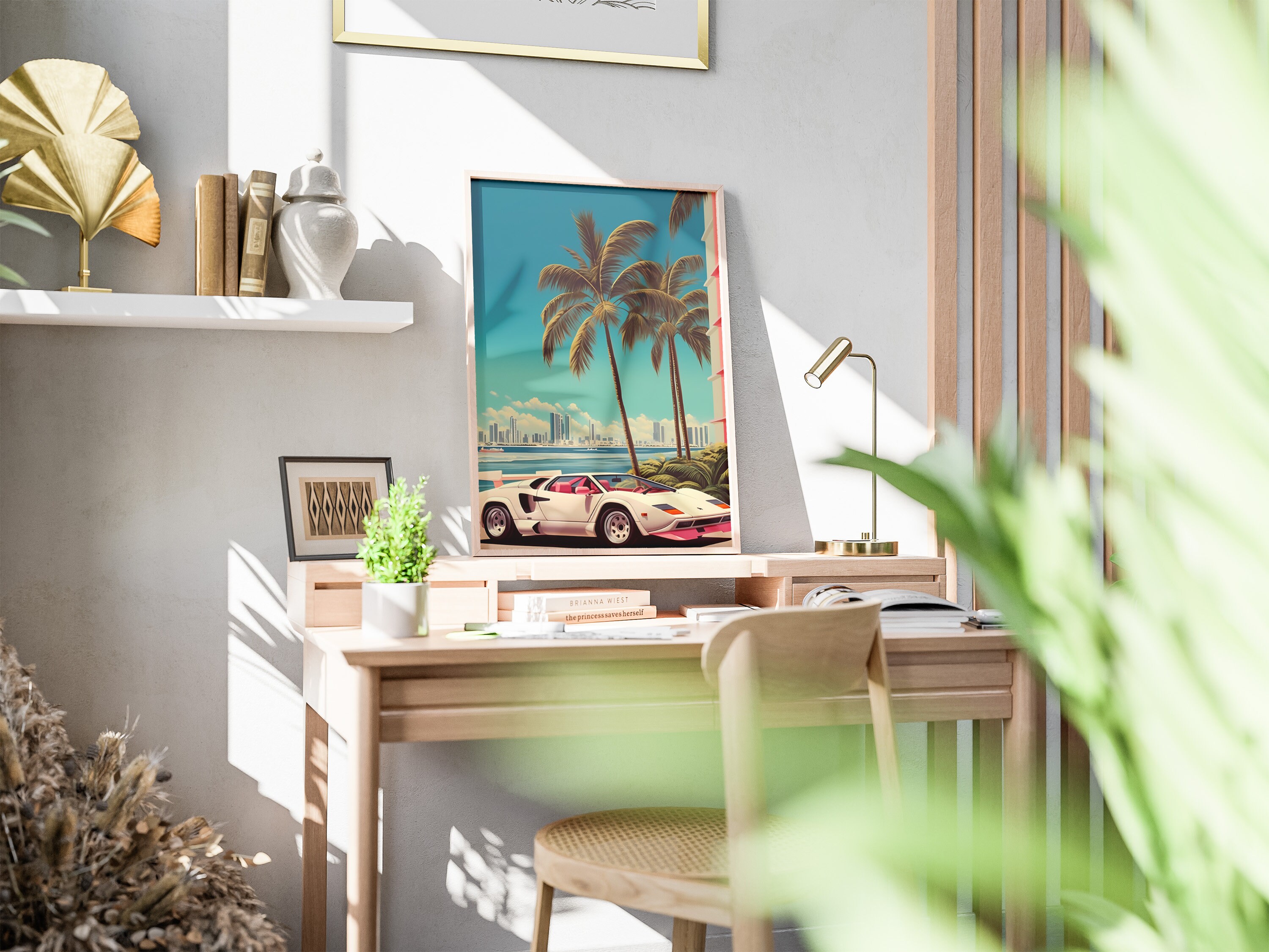 Retro Miami Skyline Poster, Vintage Car Poster, City Pop Style Poster ...