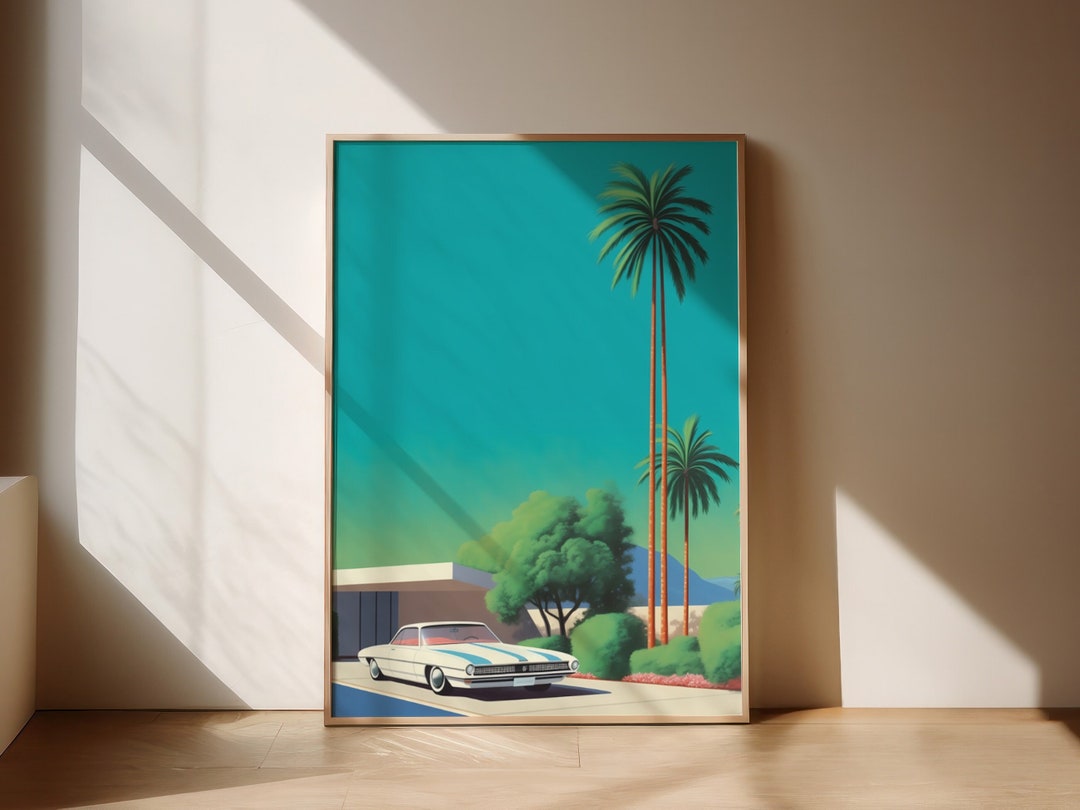 Retro Palm Springs Poster, City Pop Style Poster, Modern Landscape Art ...
