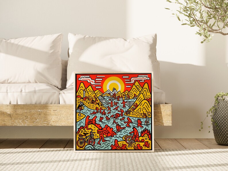 Keith Haring Square Poster Keith Haring Red and Yellow Print - Etsy