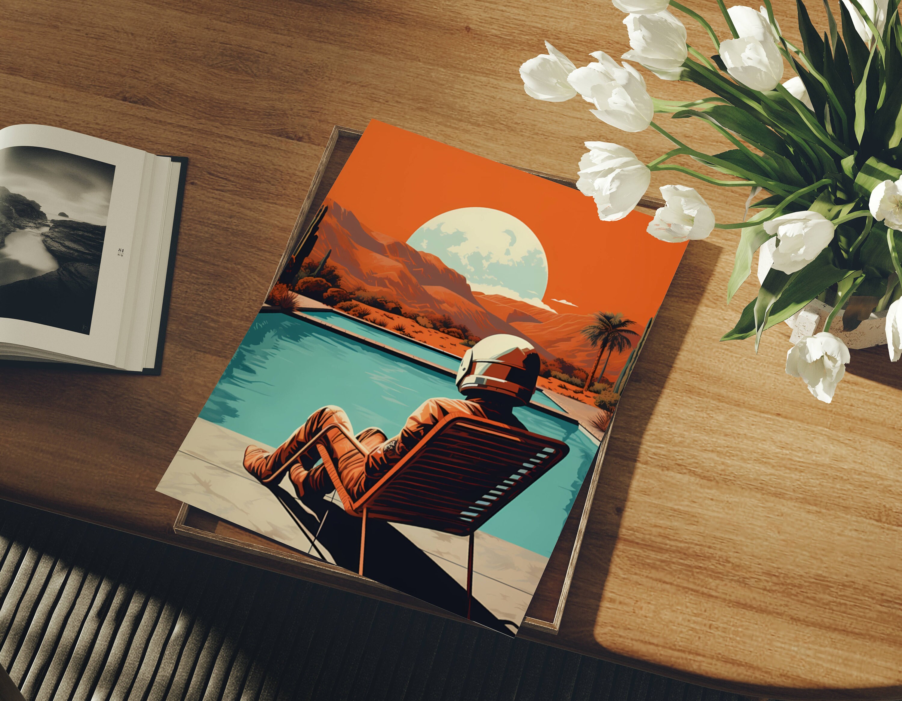 Retro Futurism Poolside Poster, Astronaut Pool Poster , Retro Futurism ...