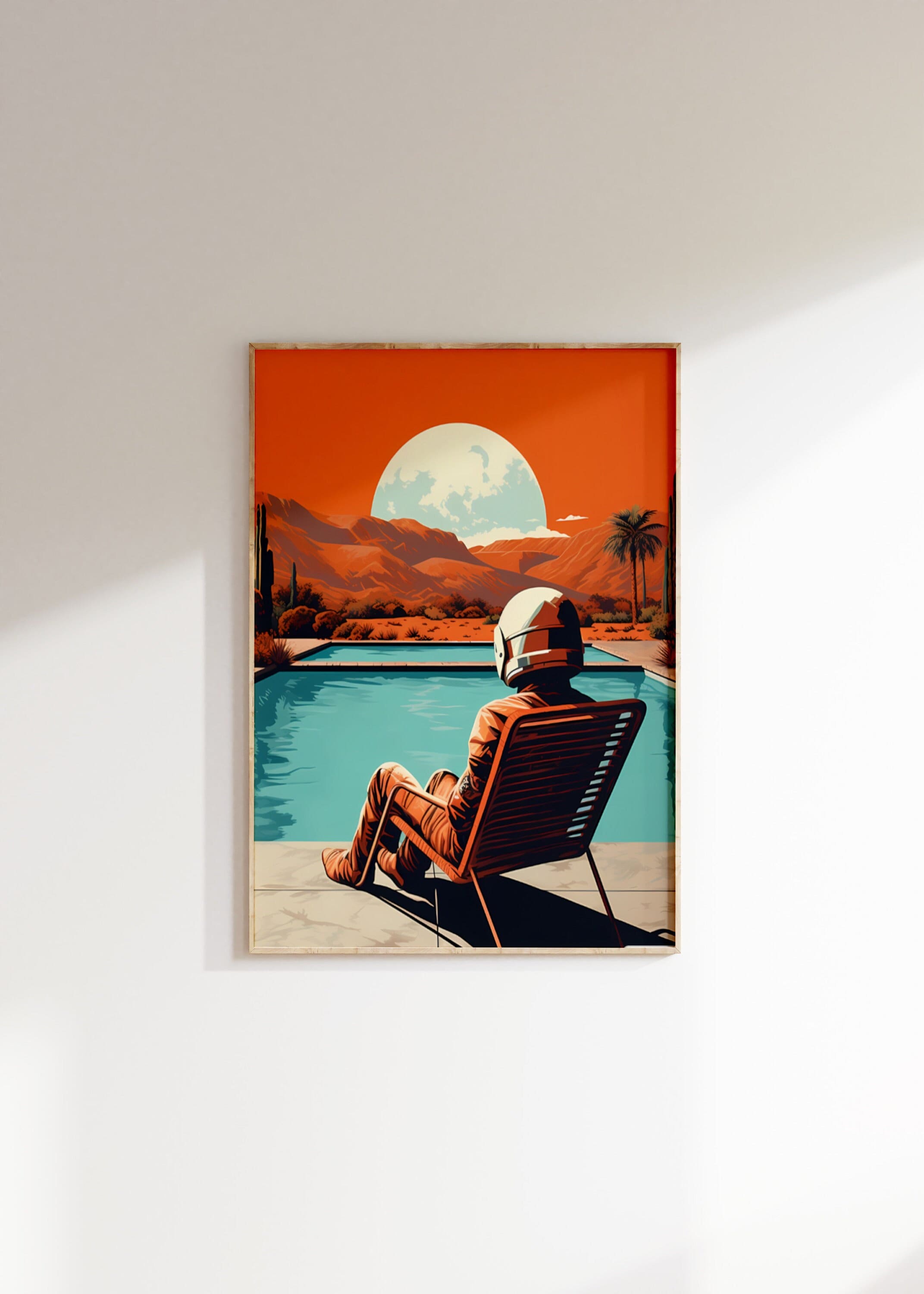 Retro Futurism Poolside Poster, Astronaut Pool Poster , Retro Futurism ...