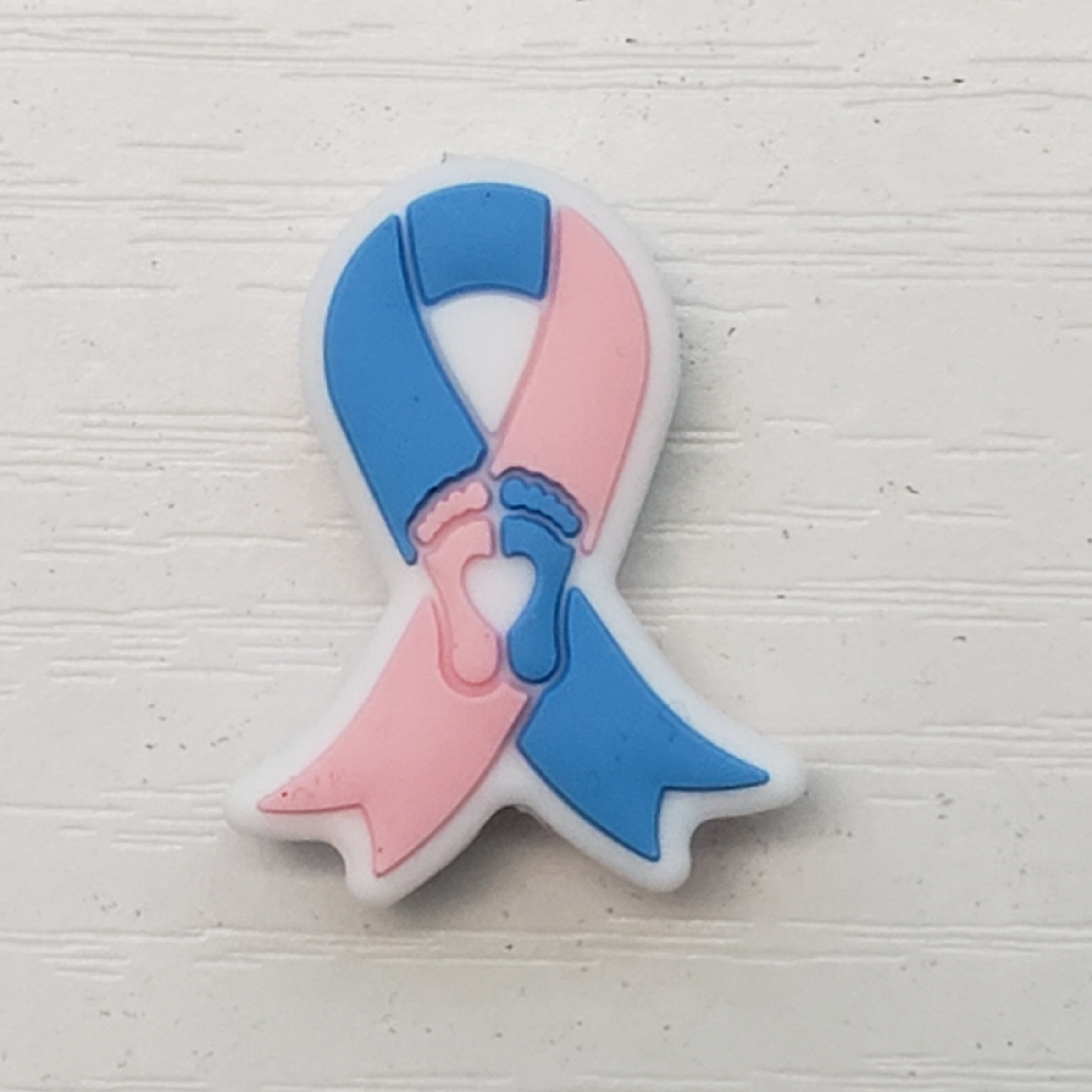 Pink and Blue Footsie Awareness Ribbon Silicone Focal Bead 2 - Etsy