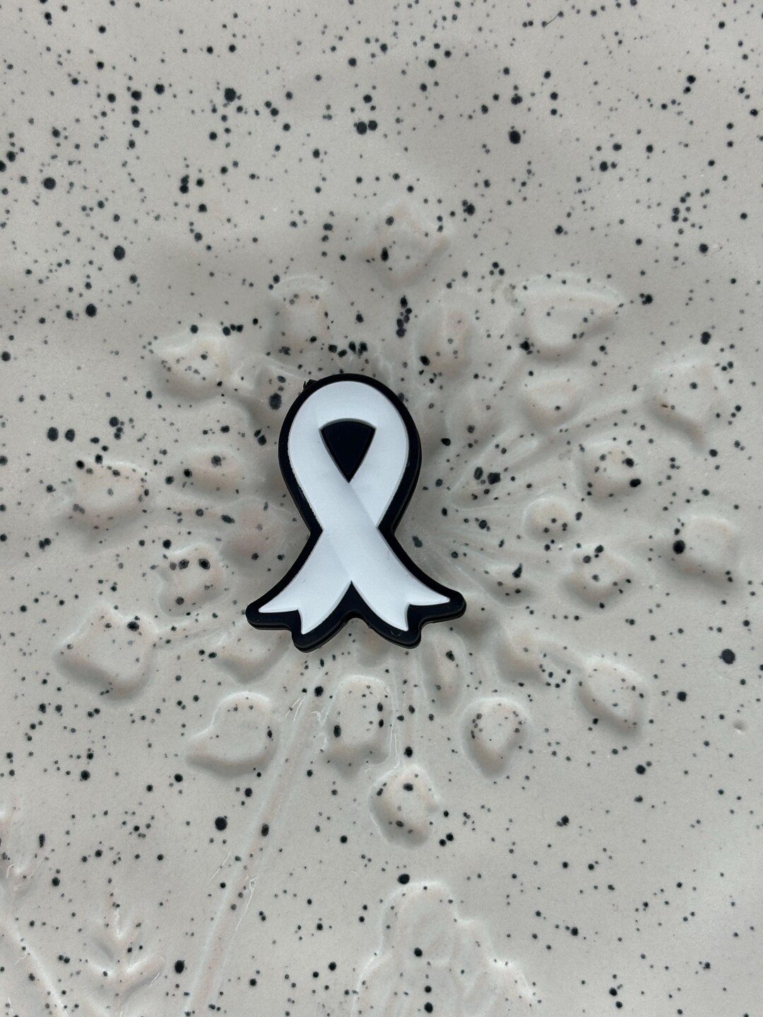 Awareness Lung Cancer White Ribbon Silicone Focal Bead for Pens and ...