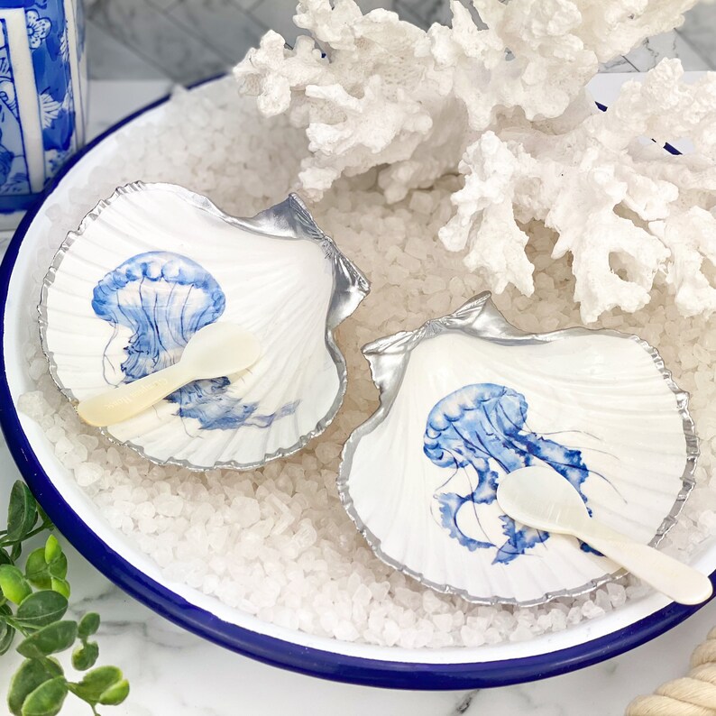 Jellyfish Scallop Shell Trinket/ring Dish Silver - Etsy