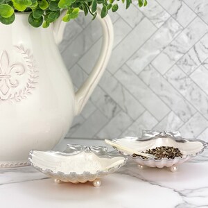 Silver Salt & Pepper Scallop Shell Set With Shell Carved Spoons - Etsy