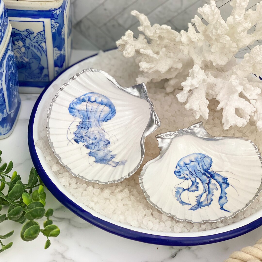 Jellyfish Scallop Shell Trinket/ring Dish Silver - Etsy