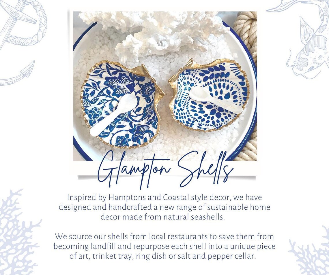 Blue Coral Scallop Shell Trinket/ring Dish Gold - Etsy