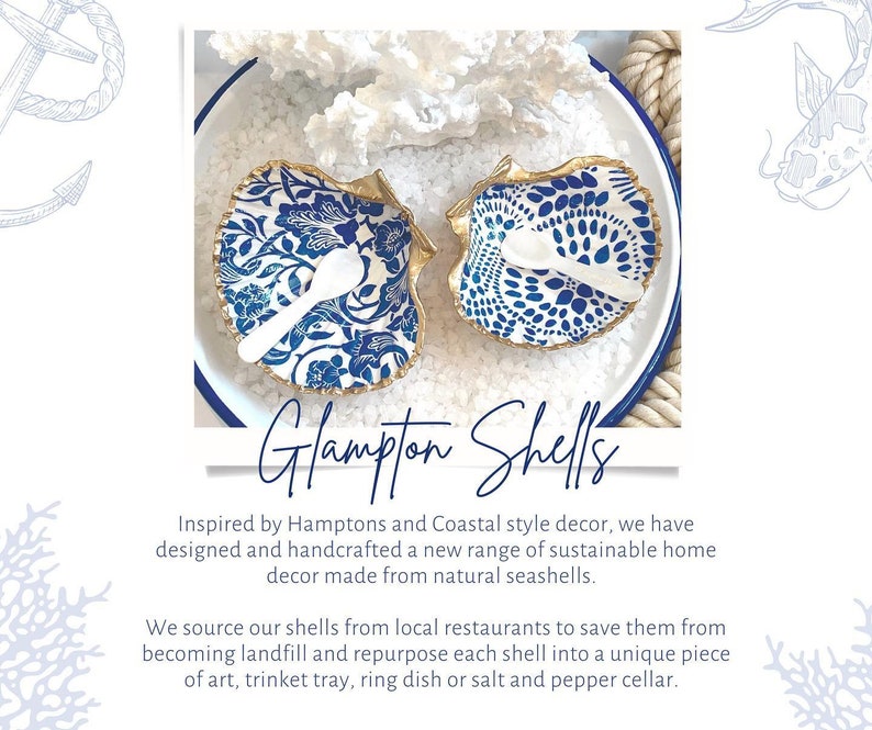 Blue Coral Scallop Shell Trinket/ring Dish Gold - Etsy