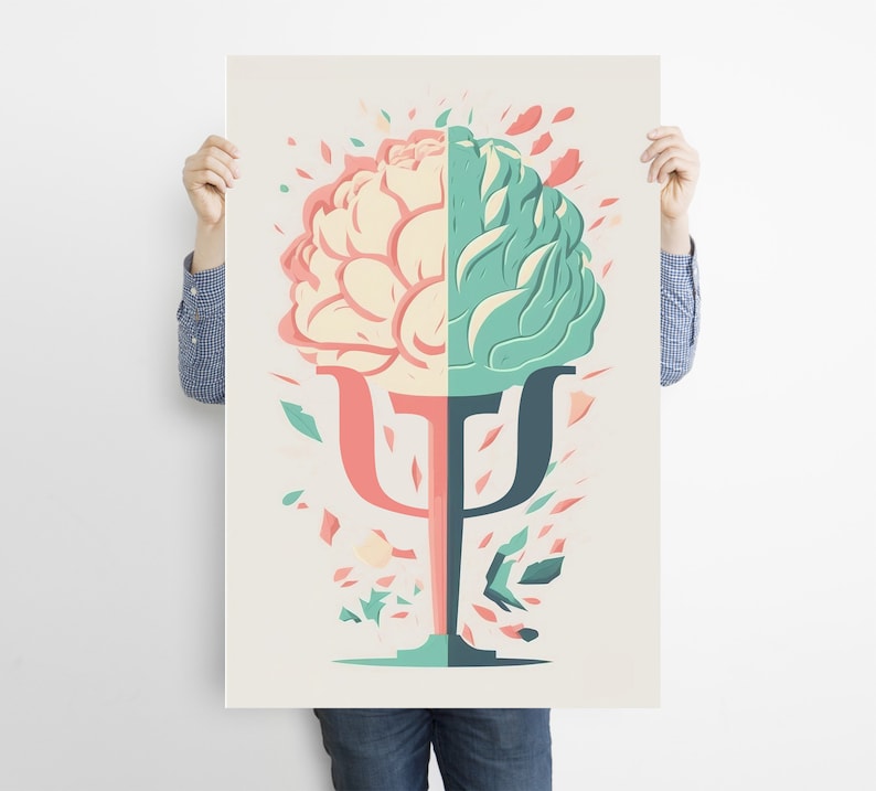 Brain Poster and Psychology Symbol Psychologist Office Poster ...