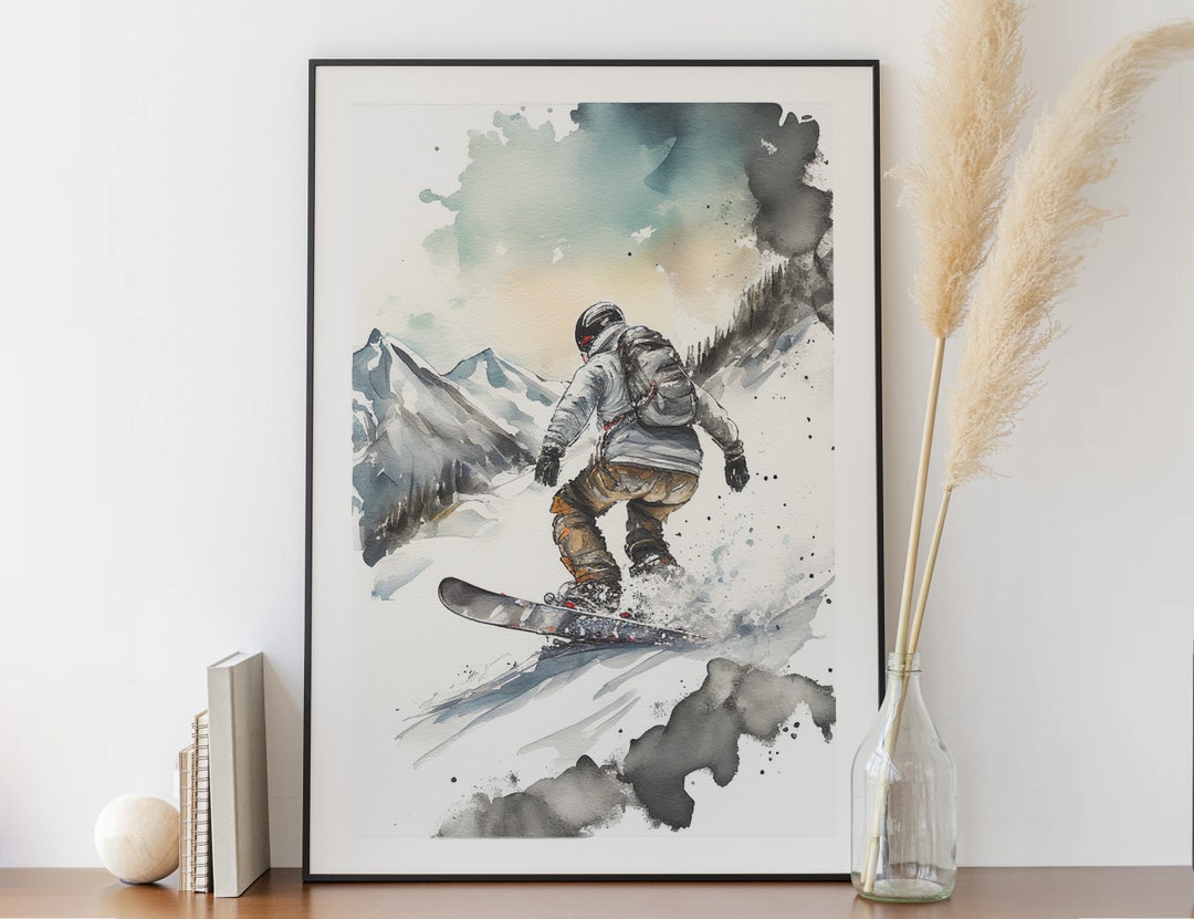 Poster Ski / Snowboard Watercolor - Etsy