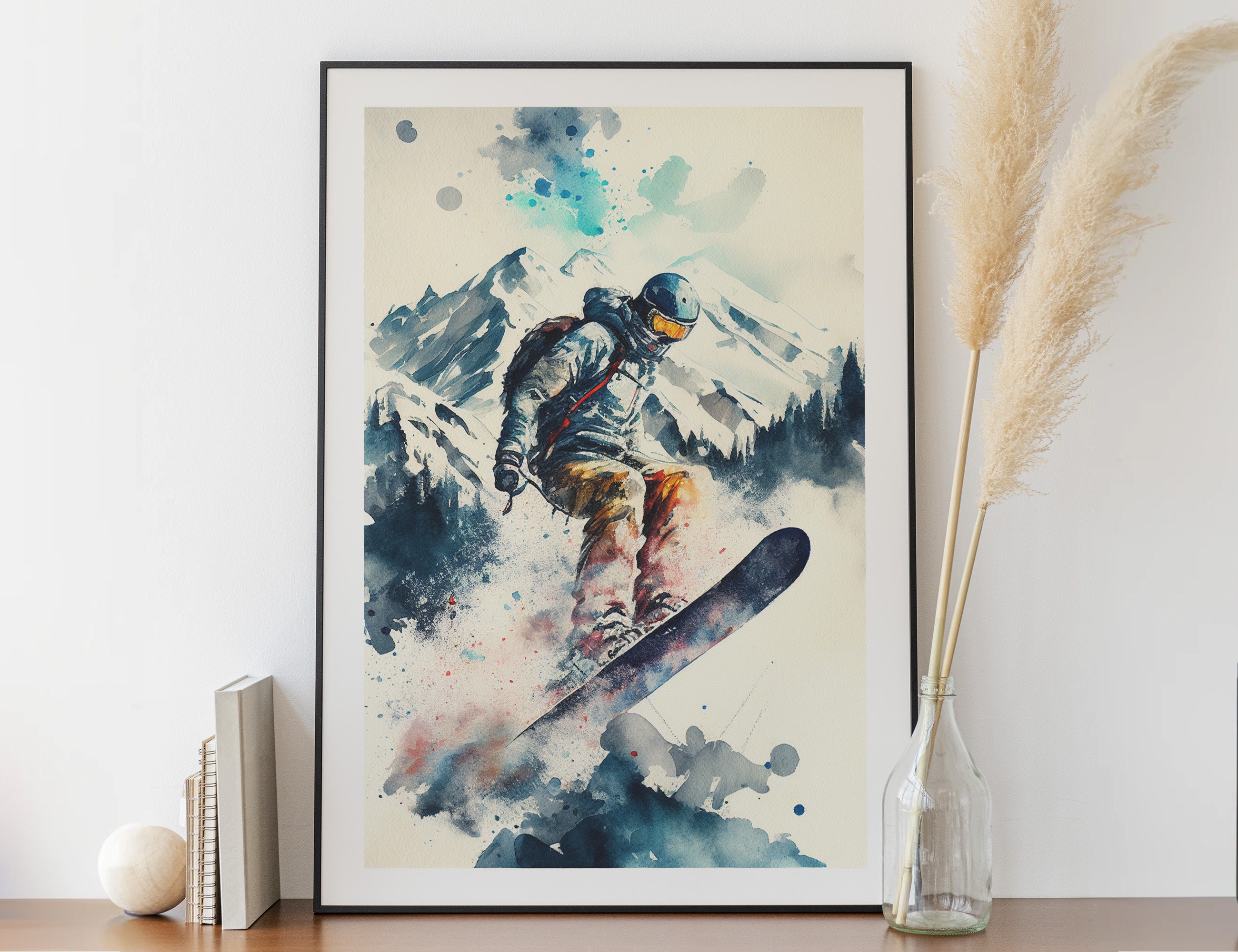 Poster Ski / Snowboard Watercolor - Etsy