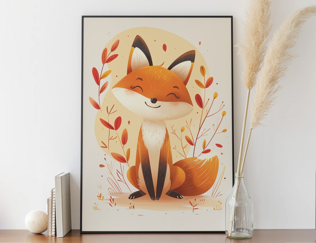 Cute Fox Poster Baby Room Wall Decoration Birth Gift Idea Poster for ...