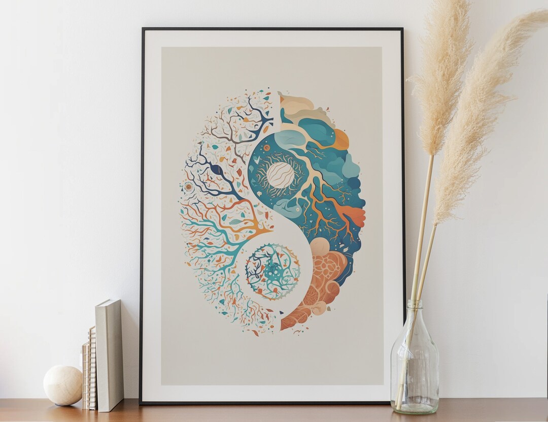 Ying Yang Brain Poster Psychologist Office Poster, Therapist Wall Art ...