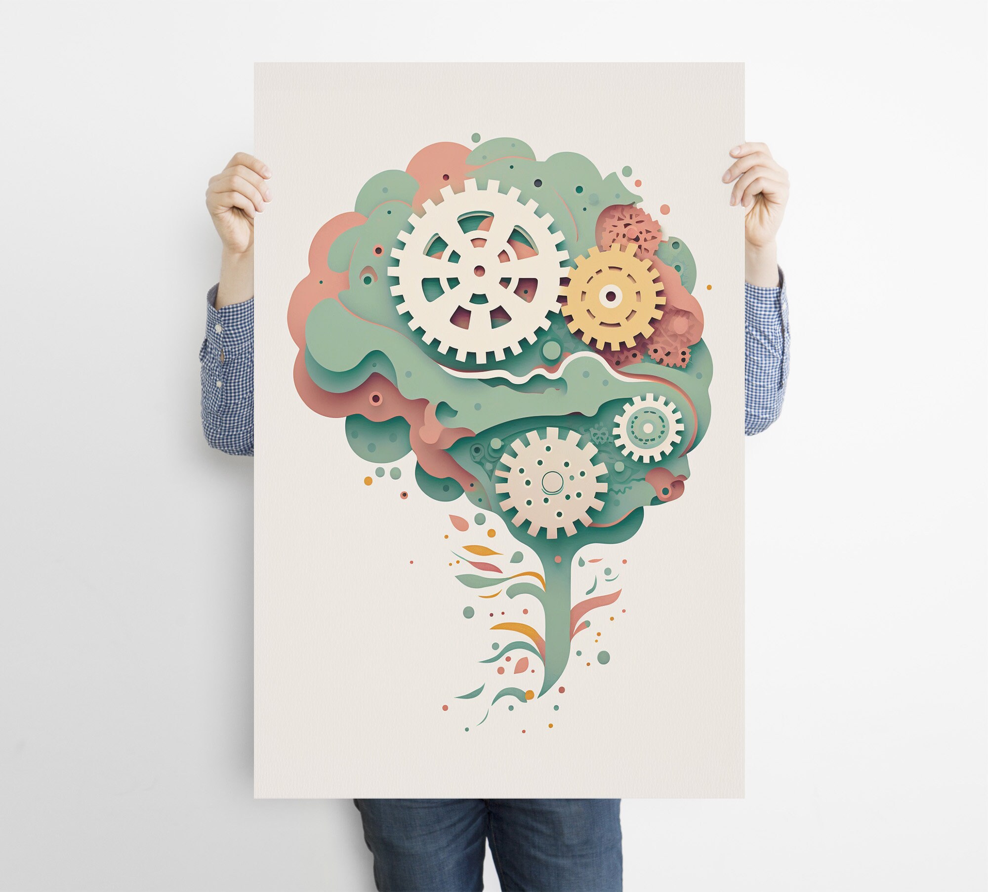 Brain Gears Poster Psychologist Office Poster, Therapist Wall Art ...