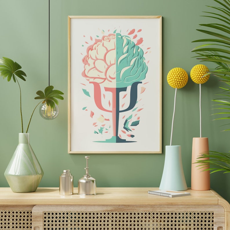 Brain Poster and Psychology Symbol Psychologist Office Poster ...