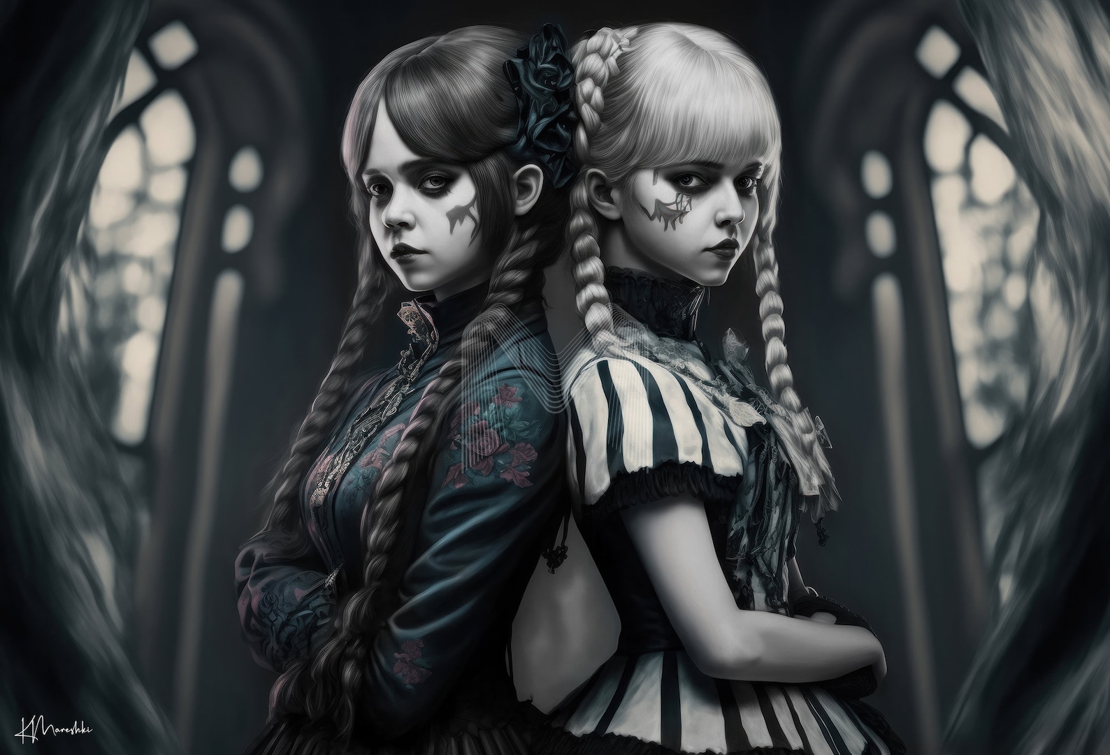 Wednesday and Goody Addams Art Print by Mareshki Wednesday - Etsy