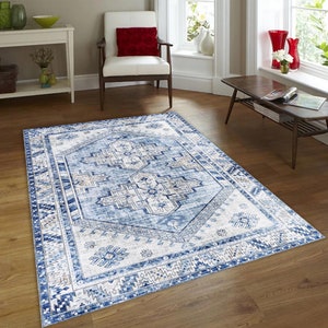 Turkish Rug Blue, Heriz Rug 3x5, Oriental Rug 8x10, Rug for Living Room ...