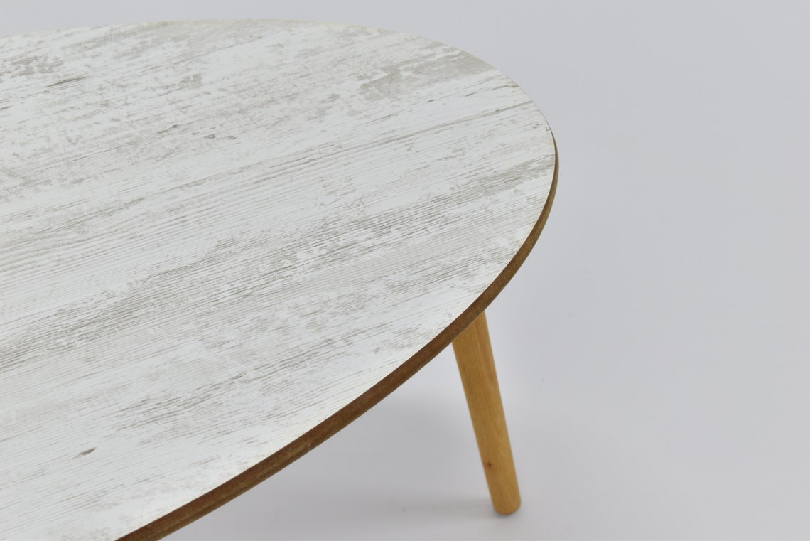 White Side Table Oval Coffee Table Triangle End Table & - Etsy