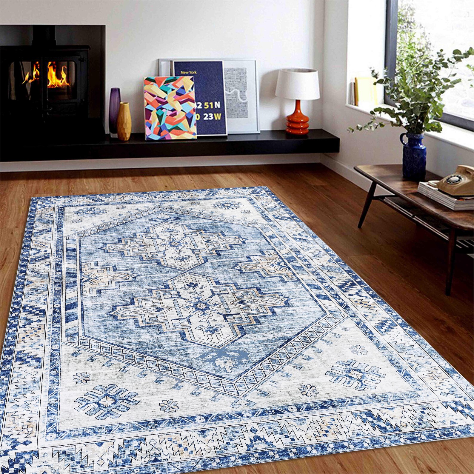 Turkish Rug Blue Heriz Rug 3x5 Oriental Rug 8x10 Rug for - Etsy