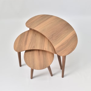 Solid Nesting Table Set of 3 Modern Style Coffee Tables With Wooden ...