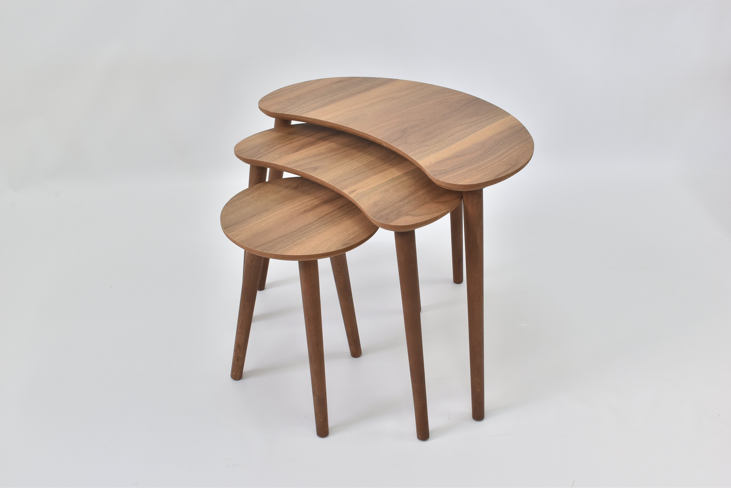 Solid Nesting Table Set of 3 Modern Style Coffee Tables With Wooden ...