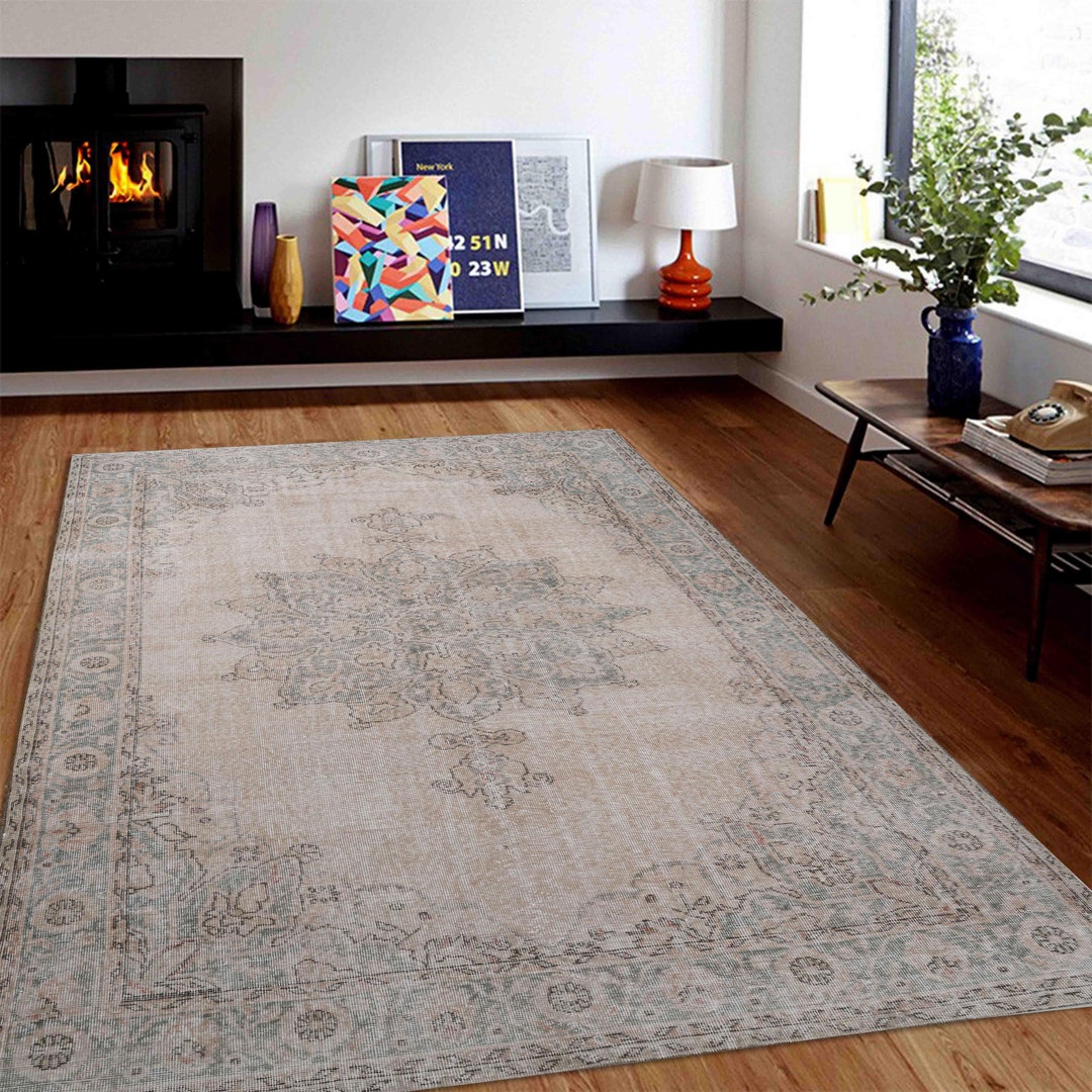 Neutral Oushak Area Rug, Turkish Muted Pale & Light Gray Beige Rugs ...