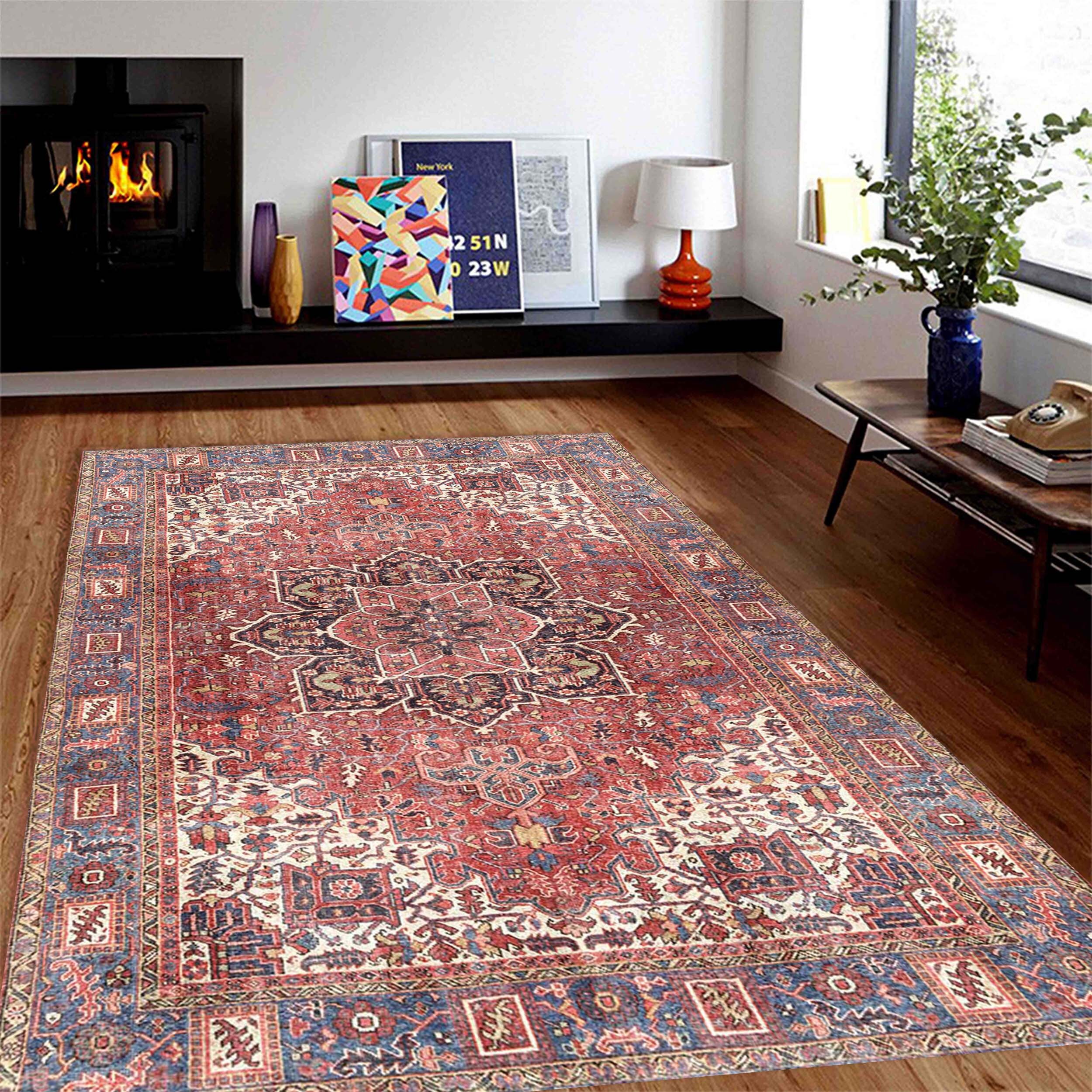 Turkish Red Rug, Persian Vintage Style Carpet Ethnic Oriental Rug 5x8 ...