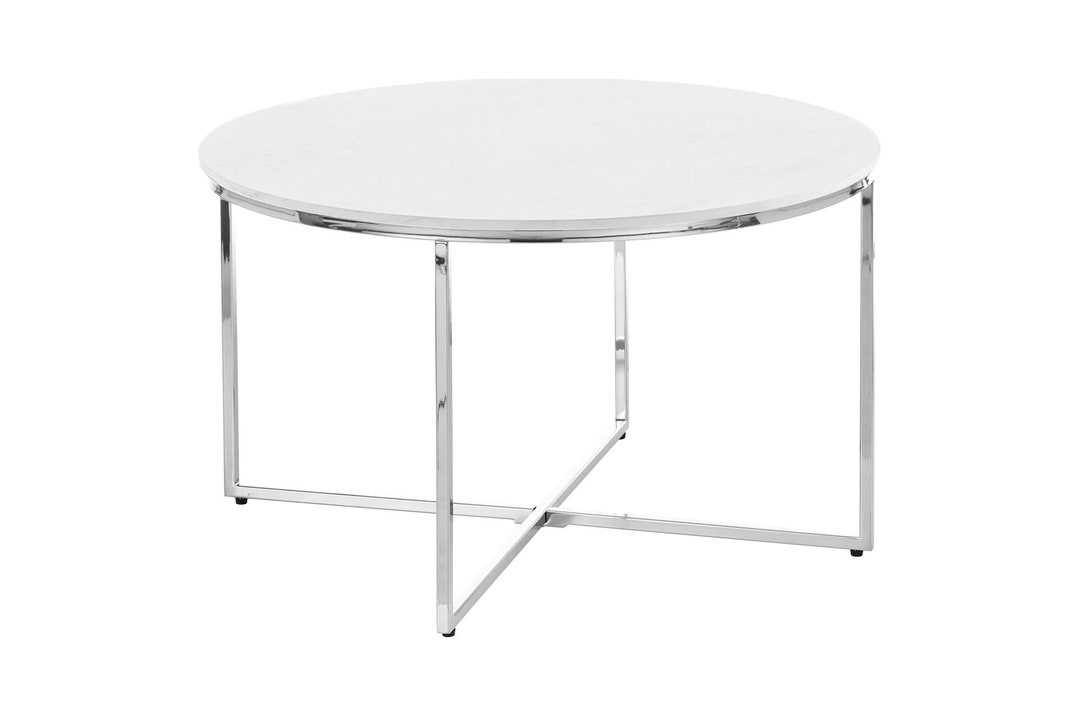 White Modern Coffee Table, Low Coffee Table W/ Metal Table Leg Base ...