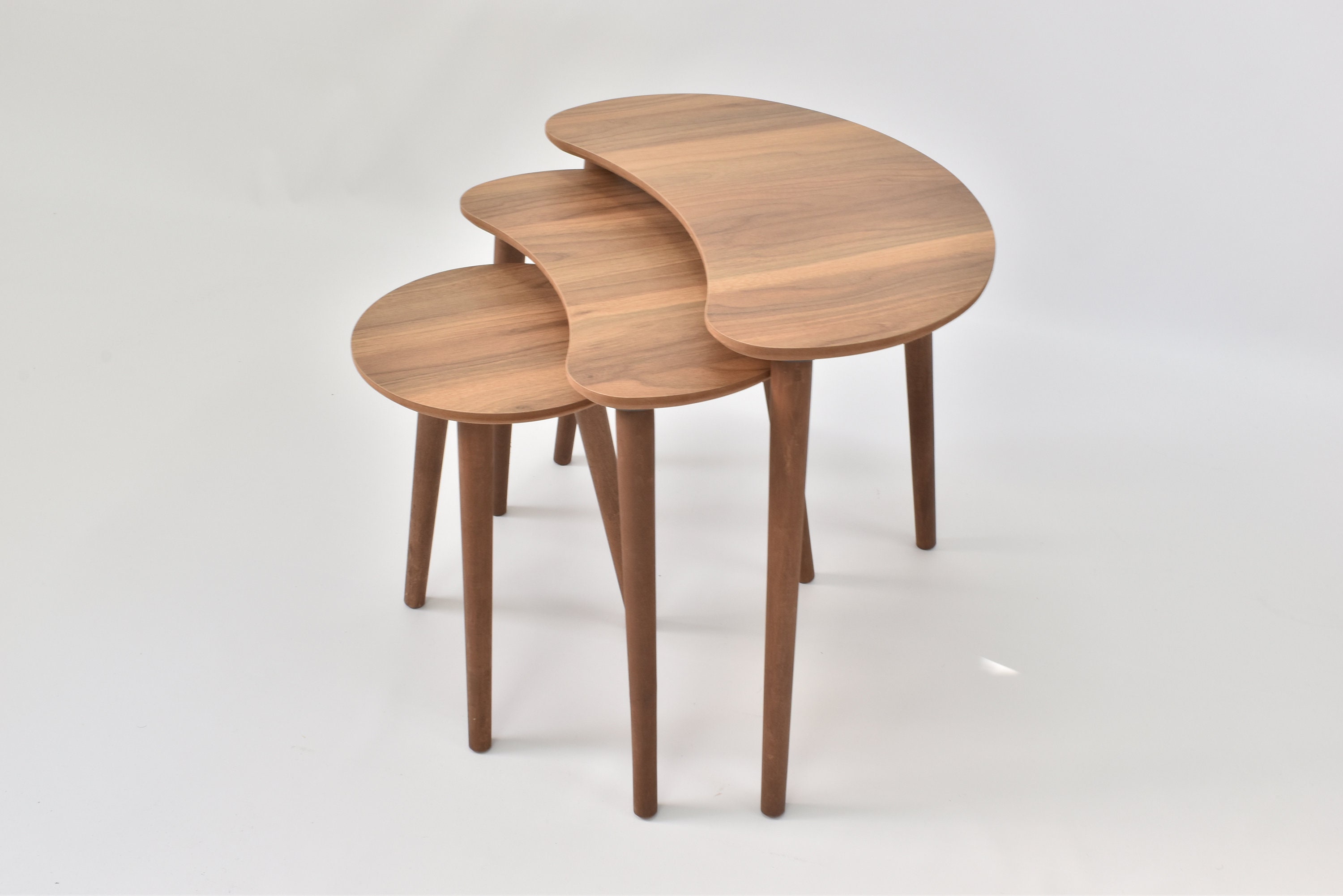 Solid Nesting Table Set of 3 Modern Style Coffee Tables With Wooden ...