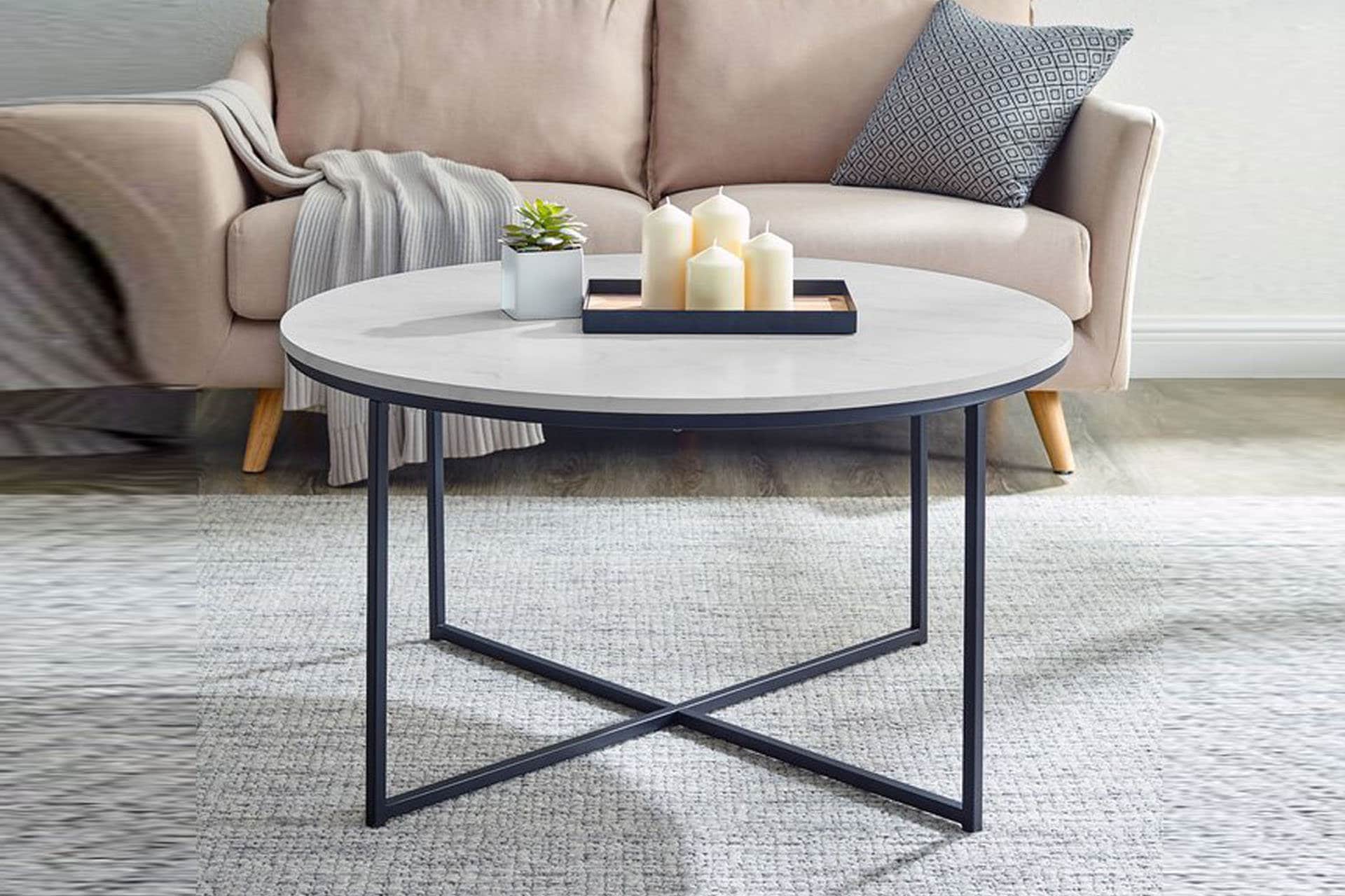 White Modern Coffee Table Low Coffee Table W/ Metal Table Leg - Etsy