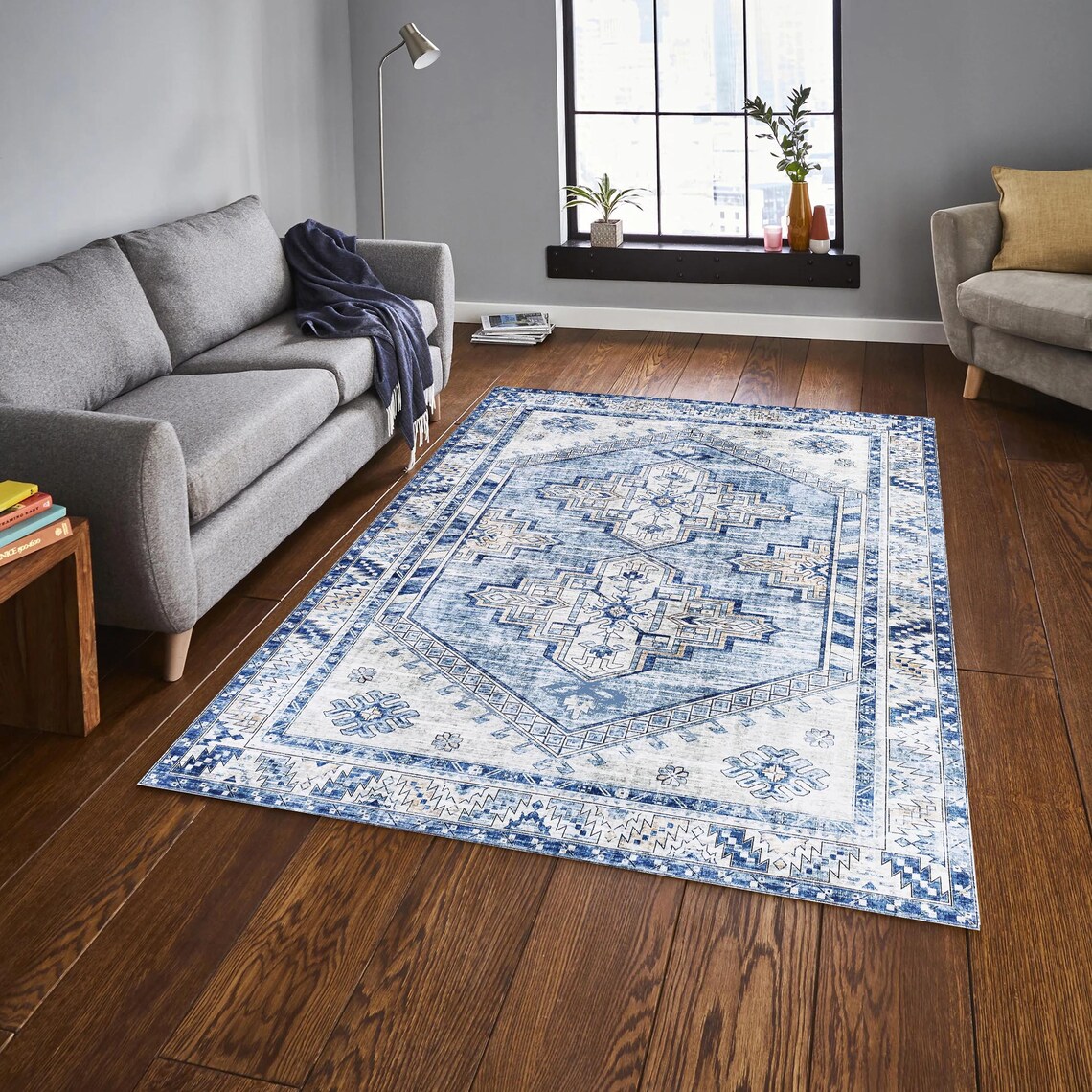 Turkish Rug Blue Heriz Rug 3x5 Oriental Rug 8x10 Rug for - Etsy