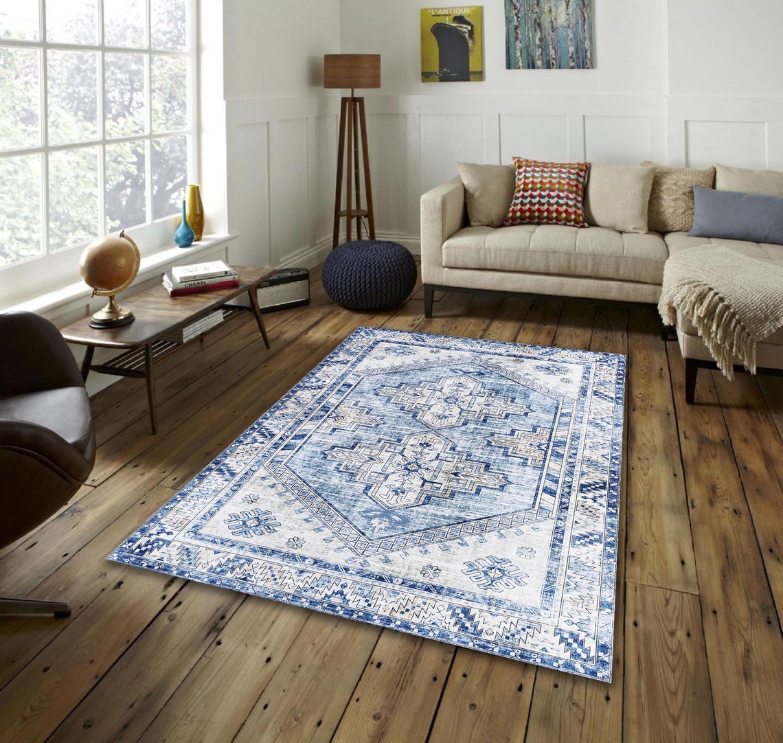 Turkish Rug Blue Heriz Rug 3x5 Oriental Rug 8x10 Rug for - Etsy