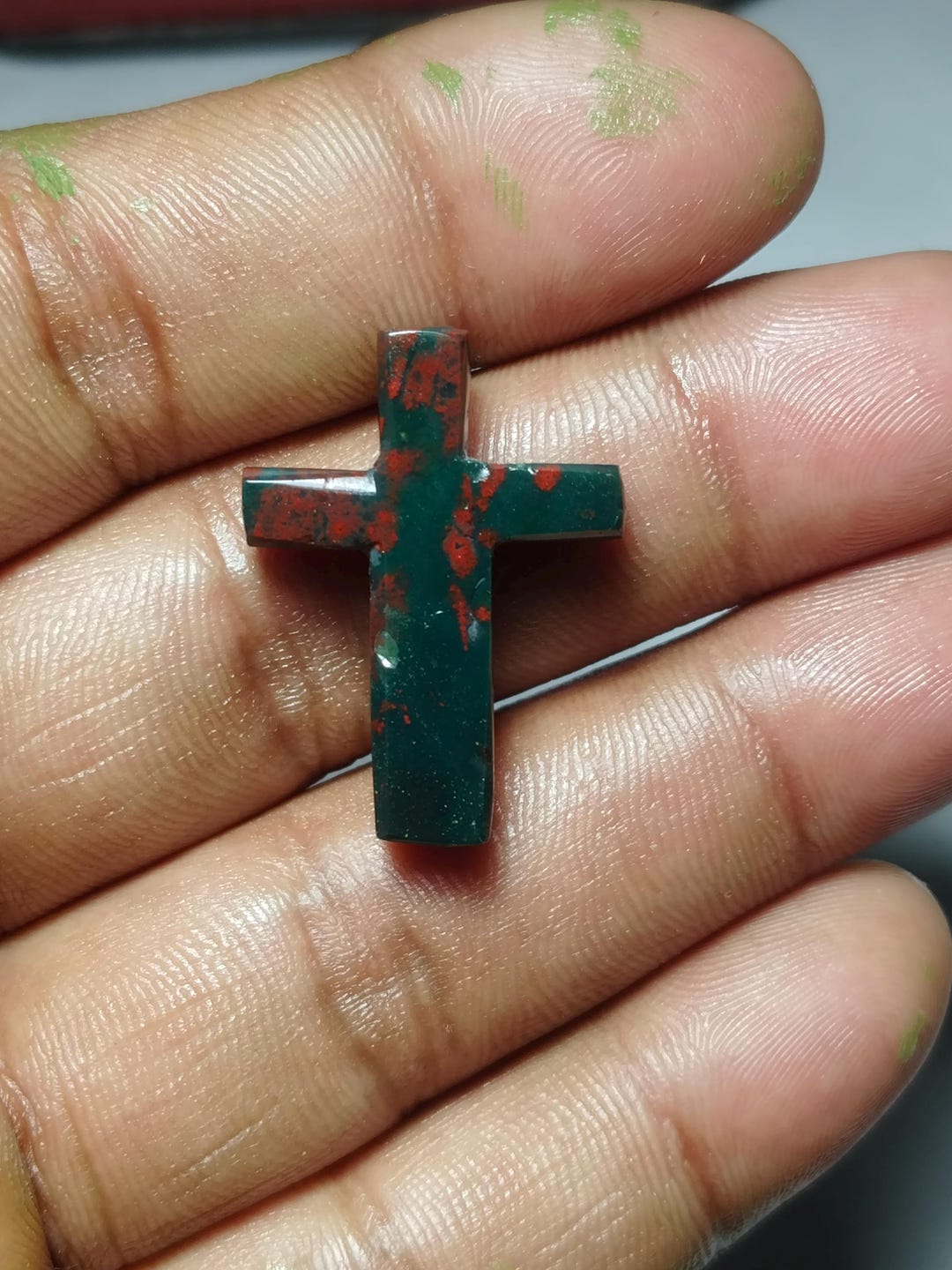 Red Blood Stone Cross Cabochon – Natural Blood Stone Cross Gemstone ...