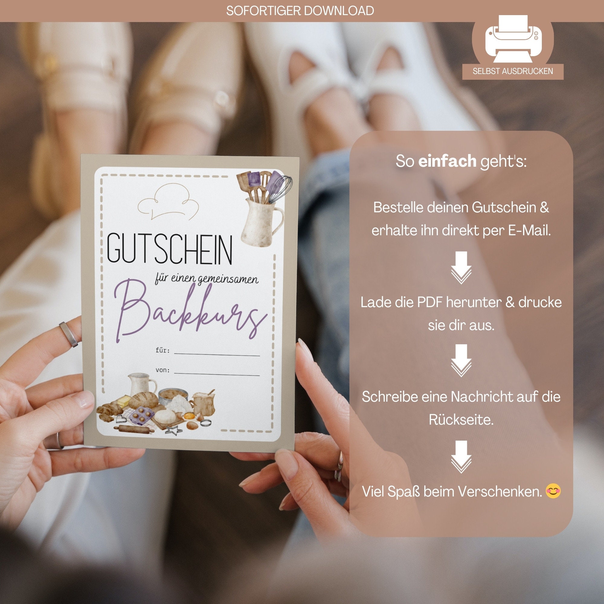 Voucher Gift to Print Out Voucher Baking Course for Mom Gift Last ...