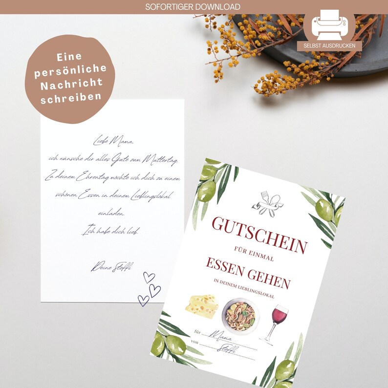 Voucher Food Restaurant Gift to Print Voucher for Dinner Gift Last ...