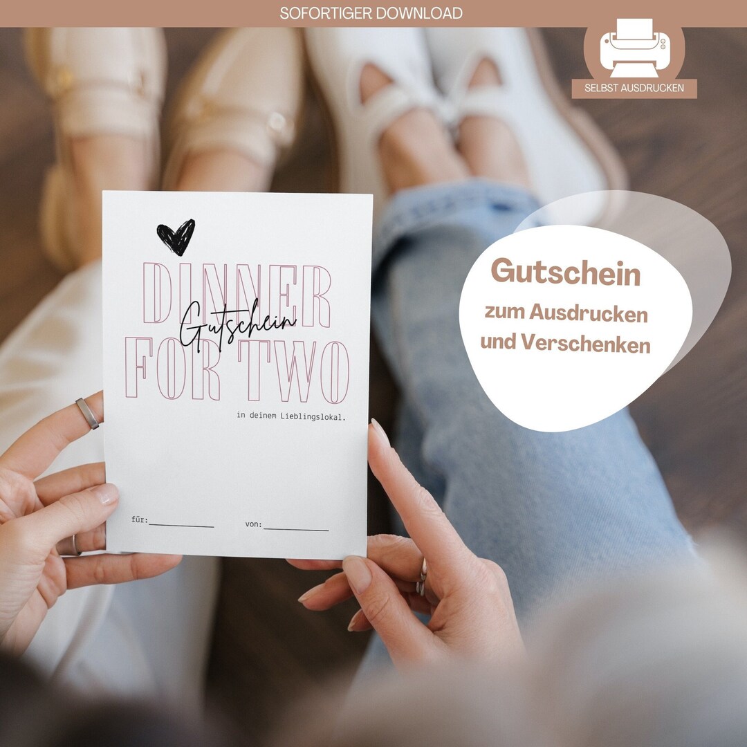 Voucher Gift to Print Out Voucher Dinner for Two for Girlfriend Gift ...