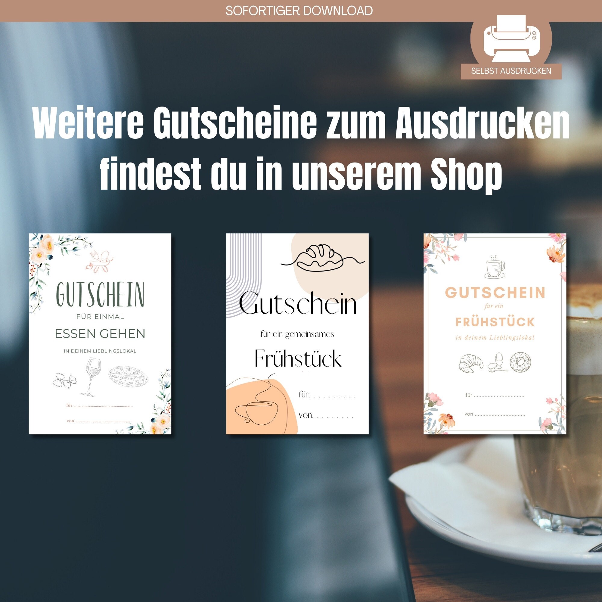 Voucher Food Restaurant Gift to Print Voucher for Dinner Gift Last ...